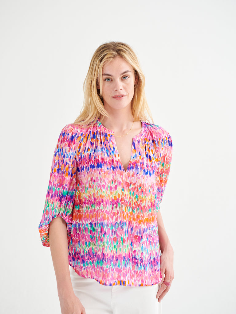 Luna silk watercolour splash shirt – Multiprint – NRBY