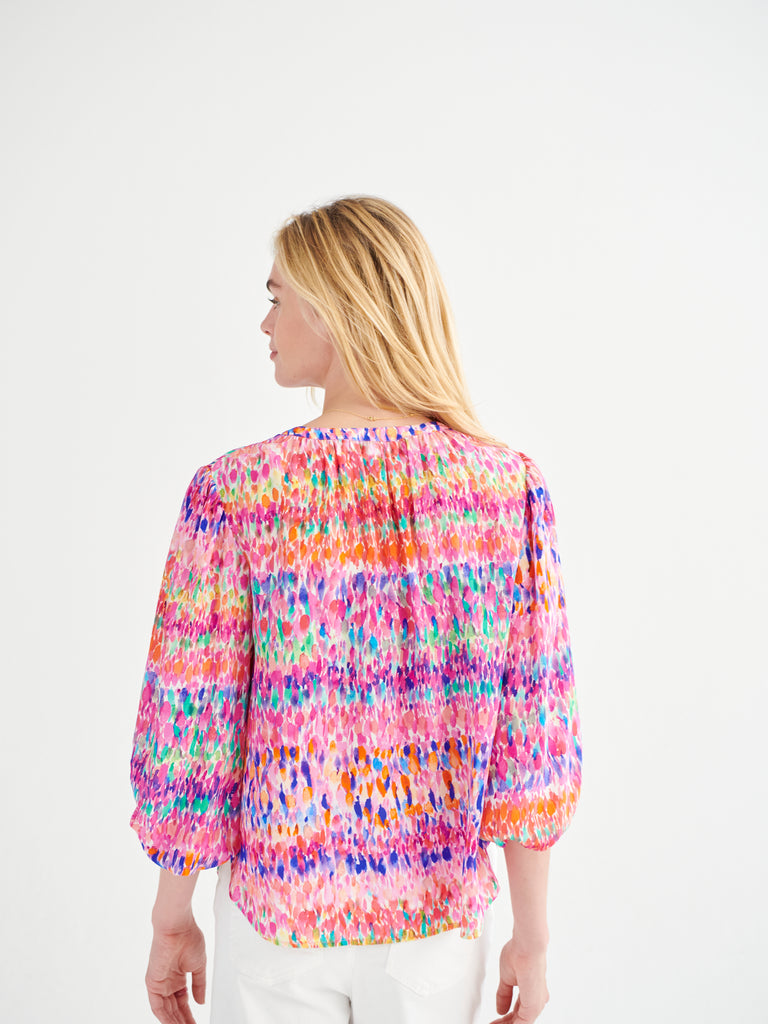 Luna silk watercolour splash shirt – Multiprint – NRBY