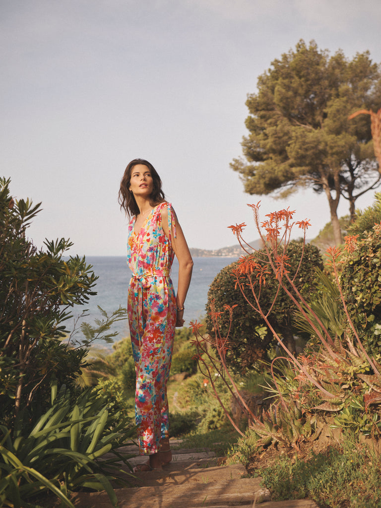 Celia Silk Floral Splash Jumpsuit | NRBY Clothing
