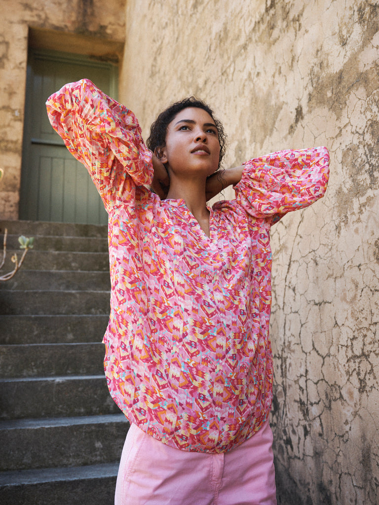 Amy Kilim Printed Shirt in Orange Multi | NRBY Clothing