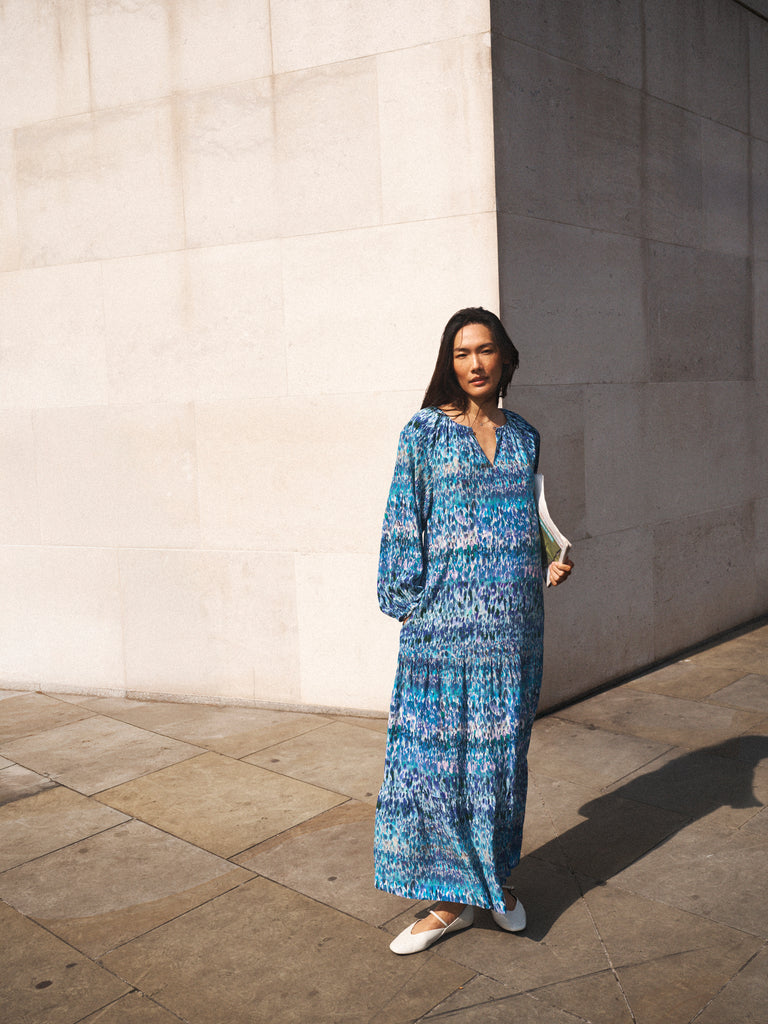 Carly Silk Watercolour Splash Dress | Women's Luxury Silk Summer Event ...