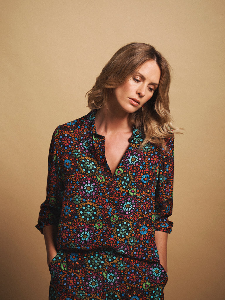 Chiara Silk Kaleidoscope Shirt | Women's Essential Silk Shirt | NRBY ...