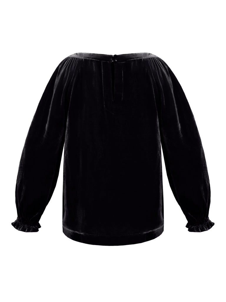 Daphne Velvet Boat Neck Top - Carbon | NRBY Clothing