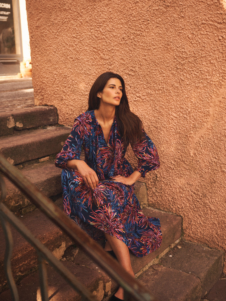 Fiora silk firework flower dress | Women's Luxury Silk Summer Event ...