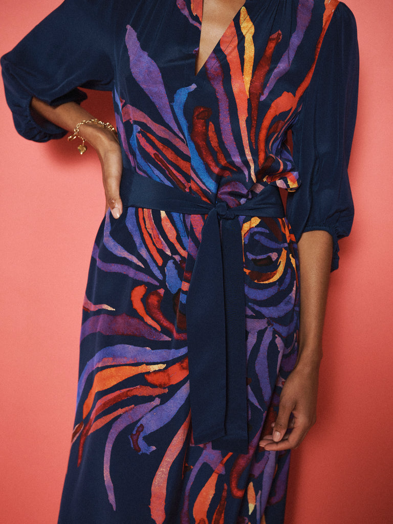 Ines Silk Firework Print Maxi Dress | Luxury Women's Dress | NRBY Clothing