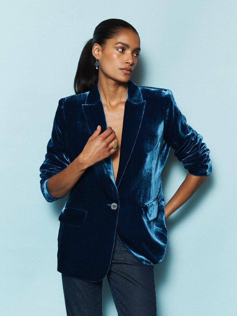 New May Velvet Jacket in Peacock | NRBY Clothing