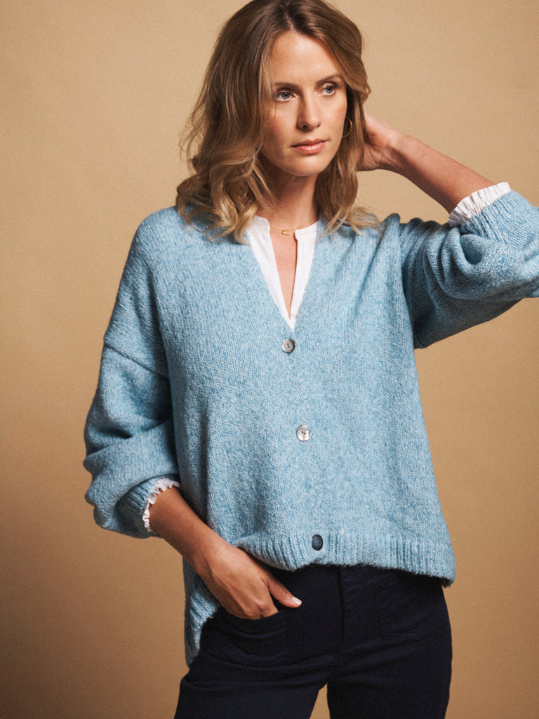 Michaela Alpaca Blend Cardigan - Aqua | NRBY Clothing