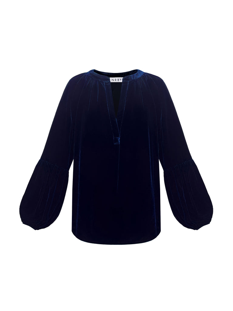 Ophelia velvet shirt in Midnight Navy Blue | NRBY Clothing