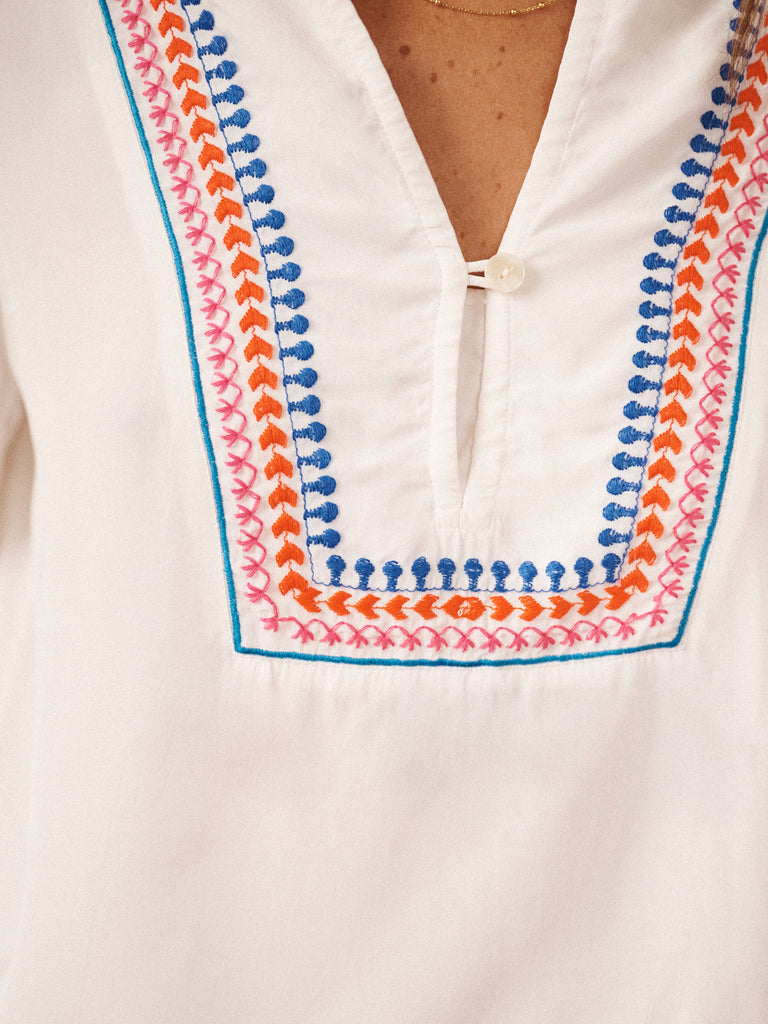 Vaila Embroidered Top - White | Women's Luxury Summer Shirt | NRBY Clothing